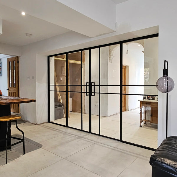 Cityscape Frame – Double Hinged Glass Door with 2 Side Panels, Handle ...