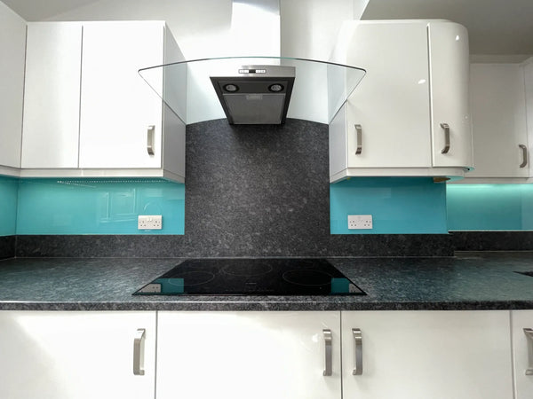 Aqua Blue - Colour Glass Splashback – Bespoke – CreoGlass®
