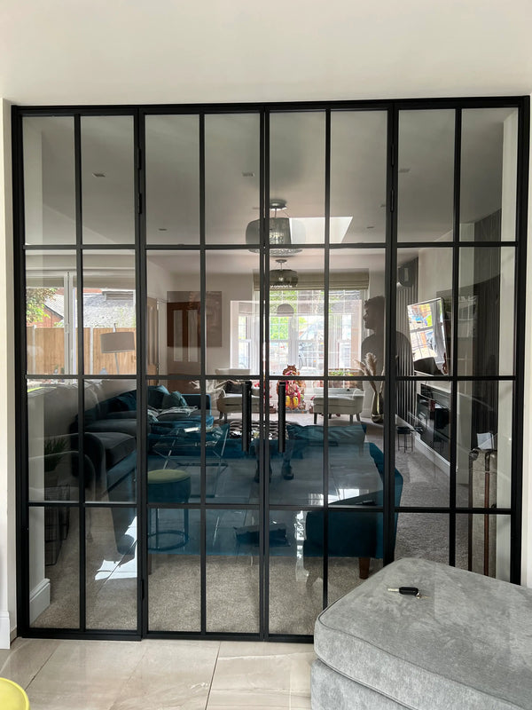 Studio Grid – Double Hinged Glass Door with 2 side panels, Handle and ...