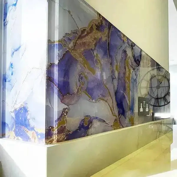 Anne - Blue Lilac - Liquid Ink Glass Splashback - Bespoke – CreoGlass®