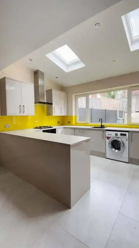 Matt Canary Yellow Colour Glass Splashback - Bespoke – CreoGlass®