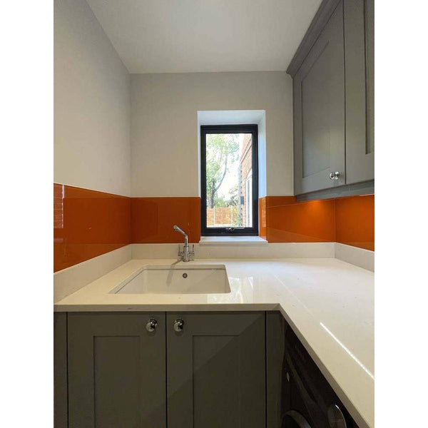 Matt Pure Orange Colour Glass Splashback - Bespoke