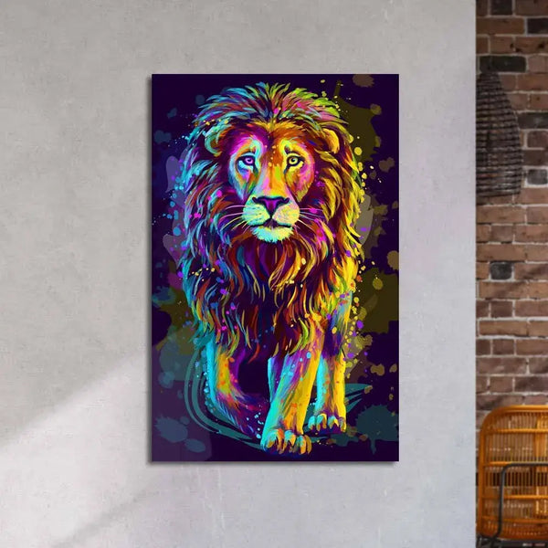 Multi-Coloured Lion Painting Glass Wall Art - DIY – CreoGlass®
