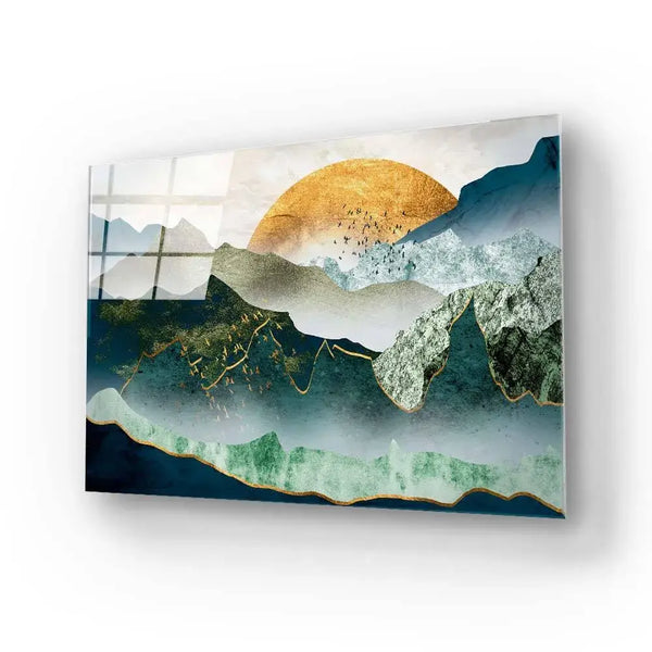 Stylised Sunset Cut-out Illustration Glass Wall Art - DIY – CreoGlass®