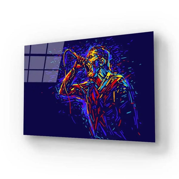 Man Singing Out Loud Pop Art Multicolored Glass Wall Art - Diy – CreoGlass®