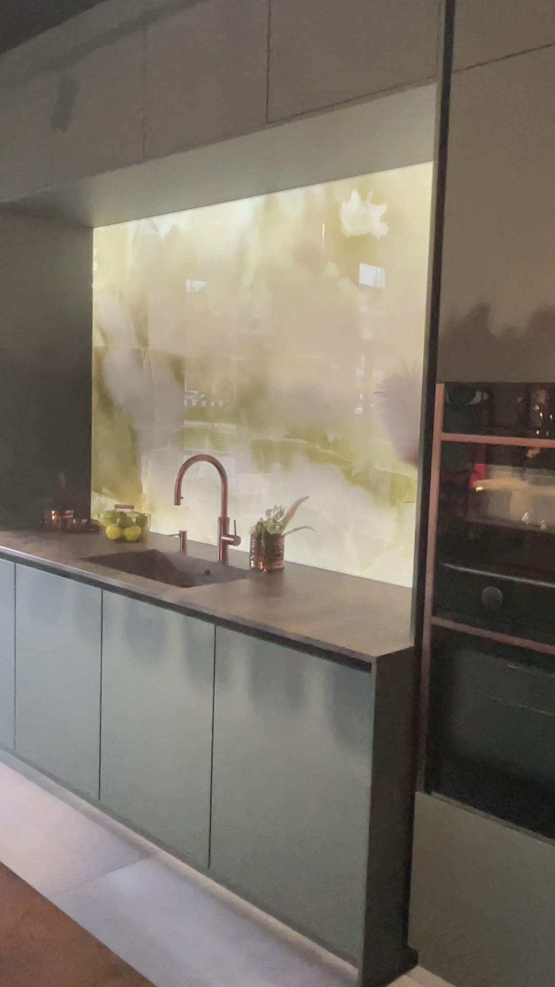 "White Onyx" - LED Backlit Glass Splashback - Bespoke
